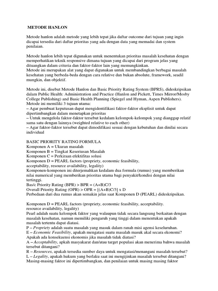 Metode Hanlon | PDF