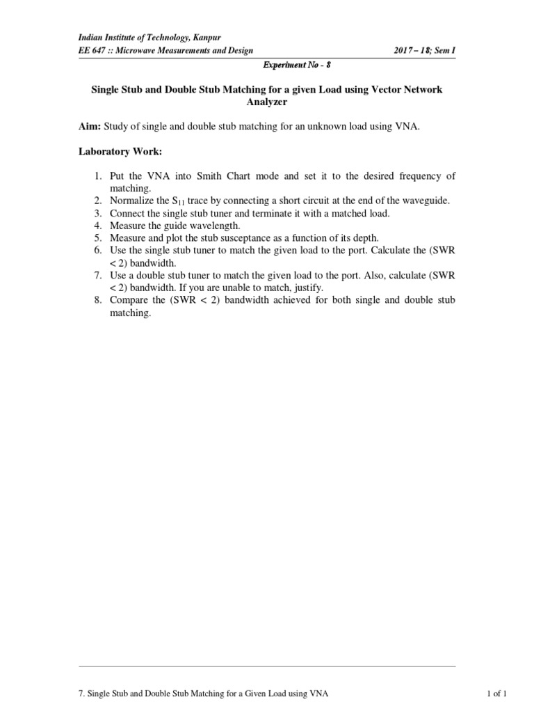 Single Stub and Double Stub Matching For A Given Load Using Vector ...