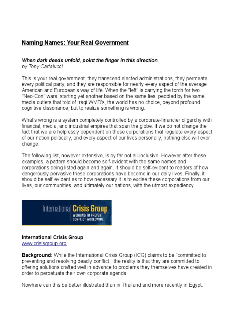 Naming Names Your Real Government | PDF | United Kingdom | Companies