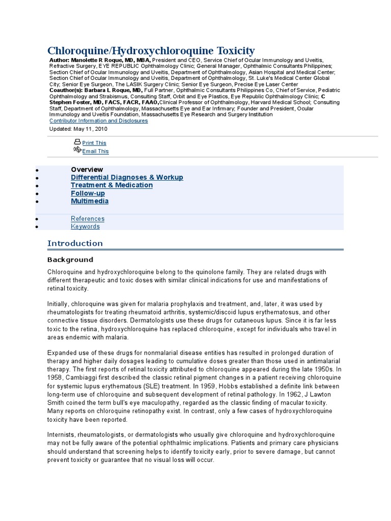 Chloroquine/Hydroxychloroquine Toxicity: Differential Diagnoses ...