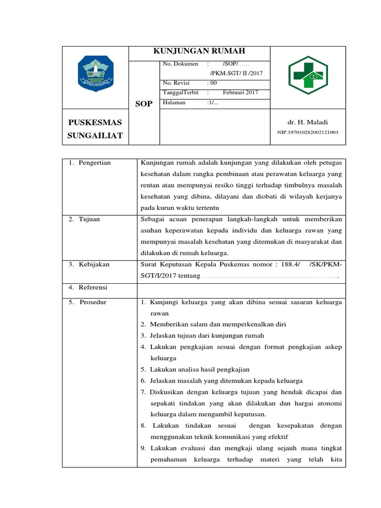 SOP Kunjungan Rumah | PDF