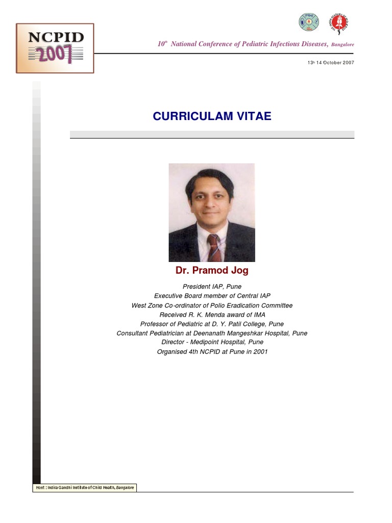 CV - Pramod Jog | PDF | Pediatrics | Children's Health