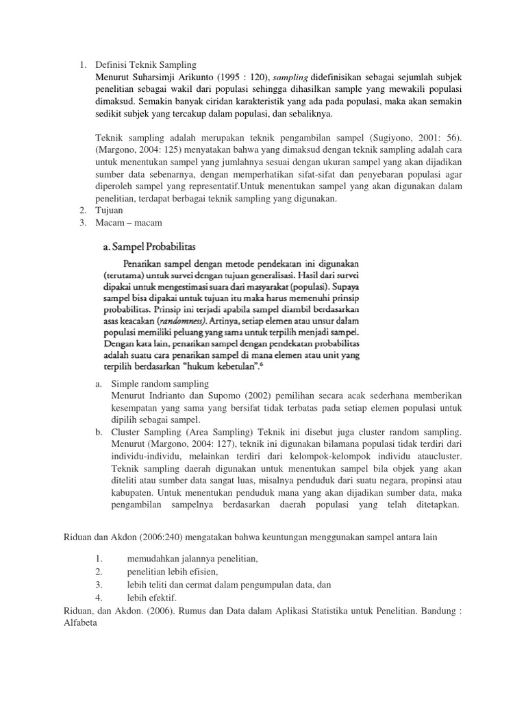 Definisi Teknik Sampling | PDF