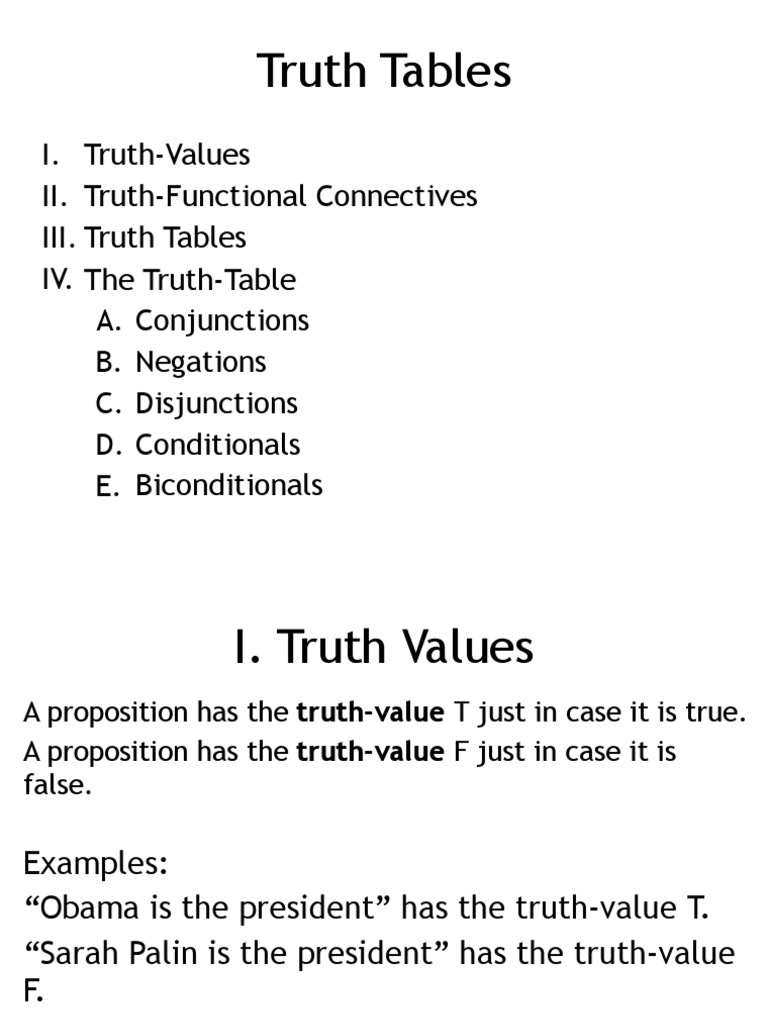 Truth Tables 1 | PDF | Mathematical Logic | Truth