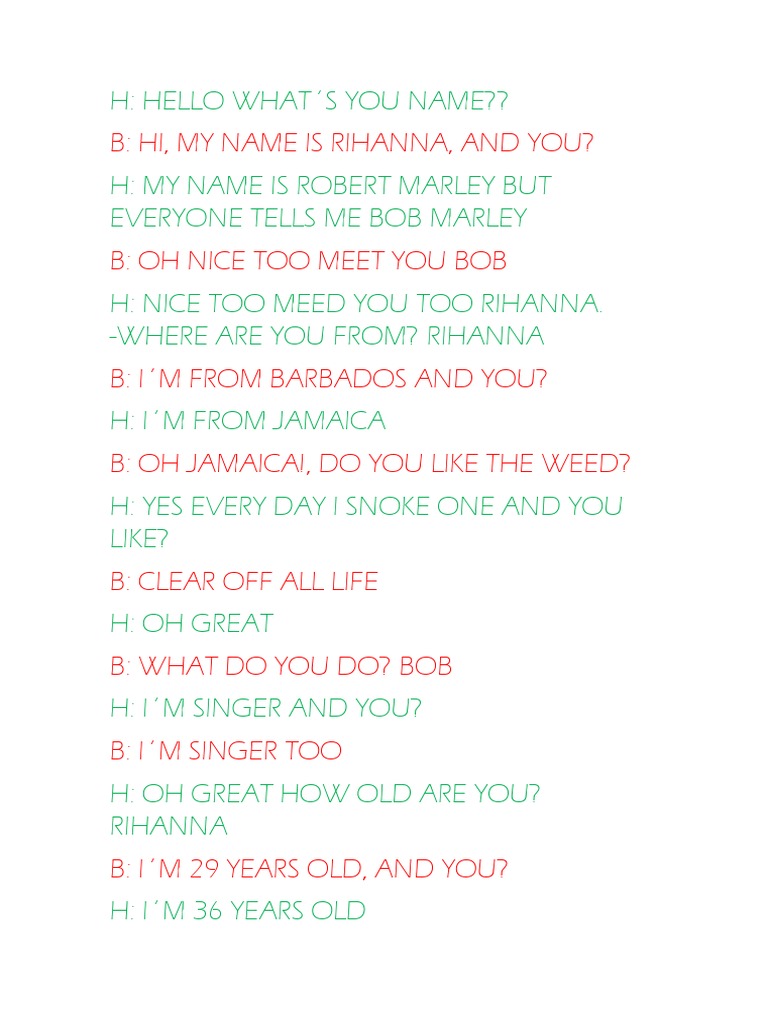B: Hi, My Name Is Rihanna, and You? | PDF