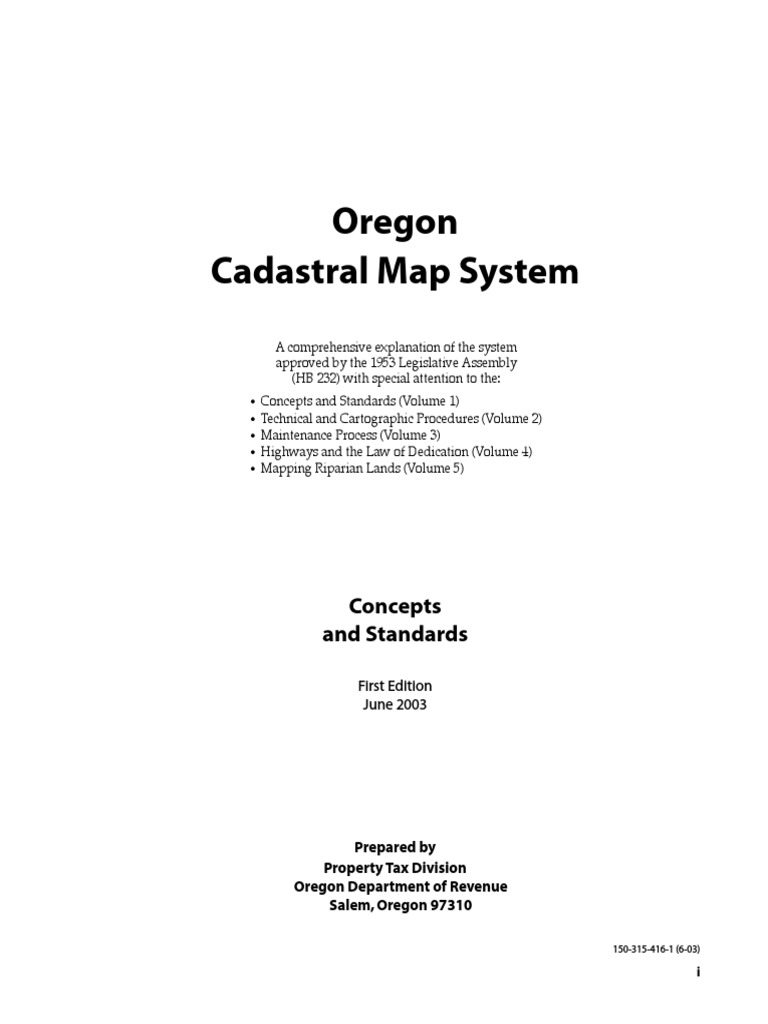 Manual of Cadastral Map Standards, Concepts & Cartographic Procedures ...