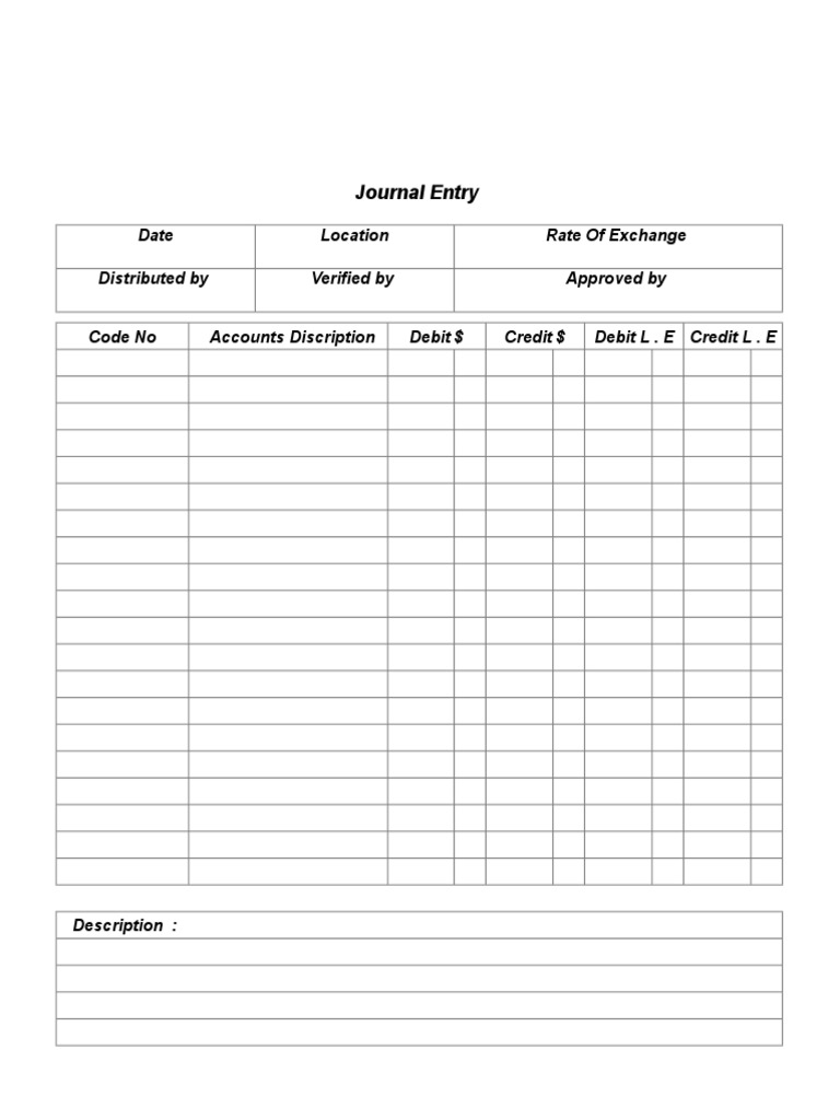 Journal Entry: Date Location Rate of Exchange Distributed by Verified ...