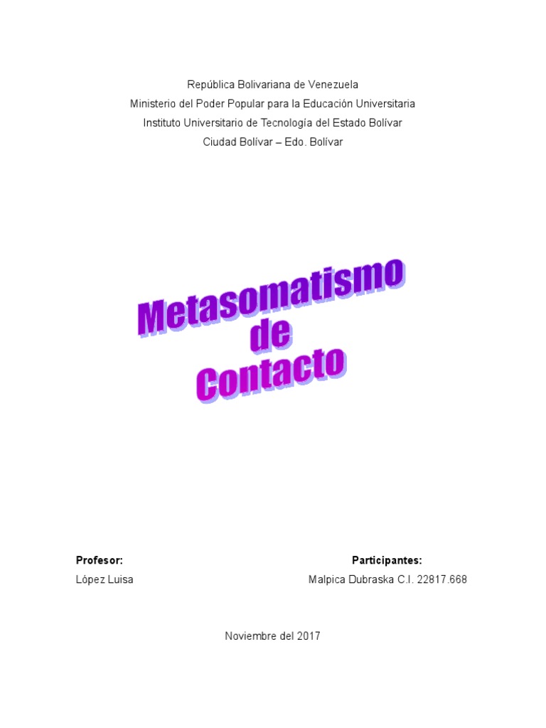 Metasomatismo de Contaco | PDF | Roca (geología) | Minerales