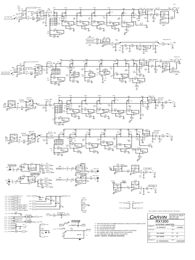 Carvin Schematic - RX1200 System Master Rev D E | PDF | Sports