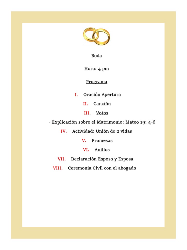 Programa de La Boda | PDF