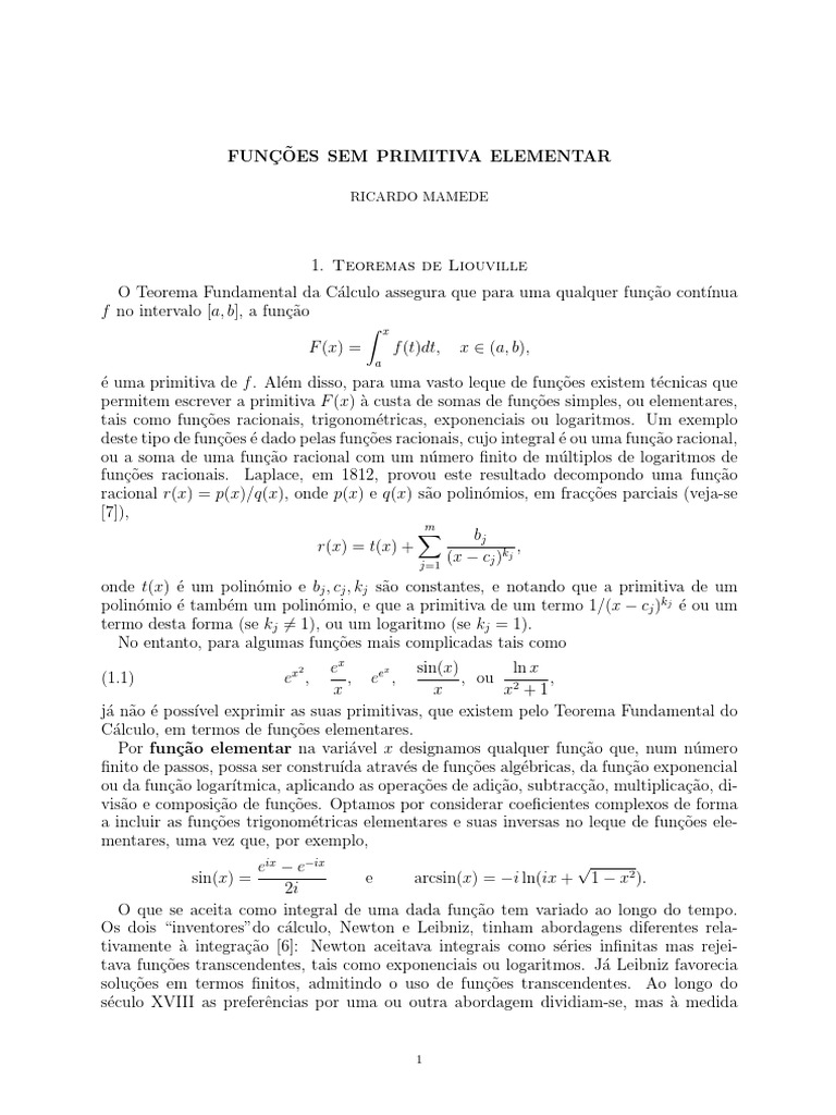 Função Sem Primitiva PDF | PDF | Logaritmo | Função (Matemática)