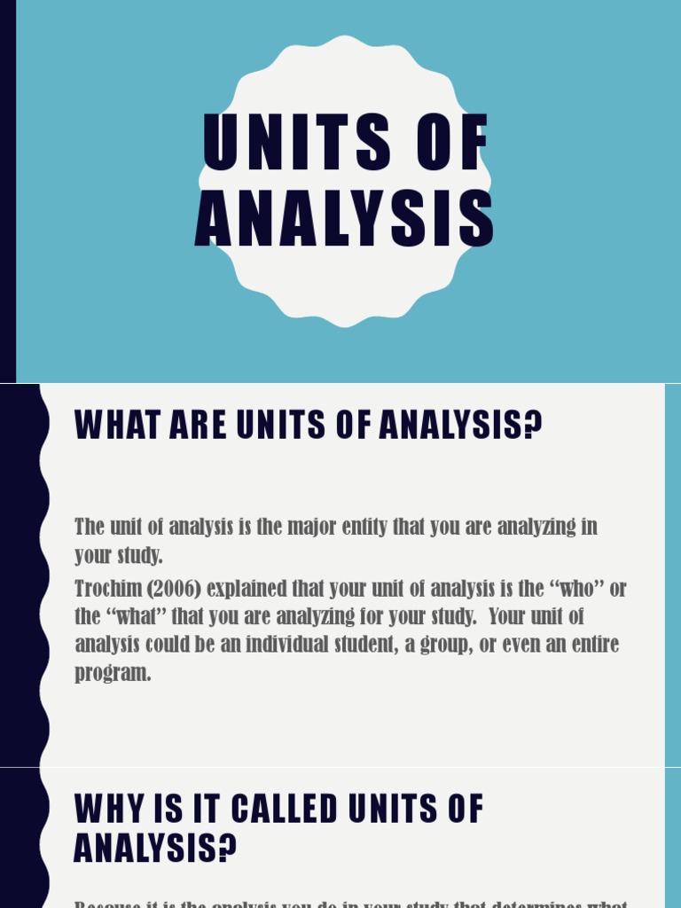 Understanding Units of Analysis in Research | PDF