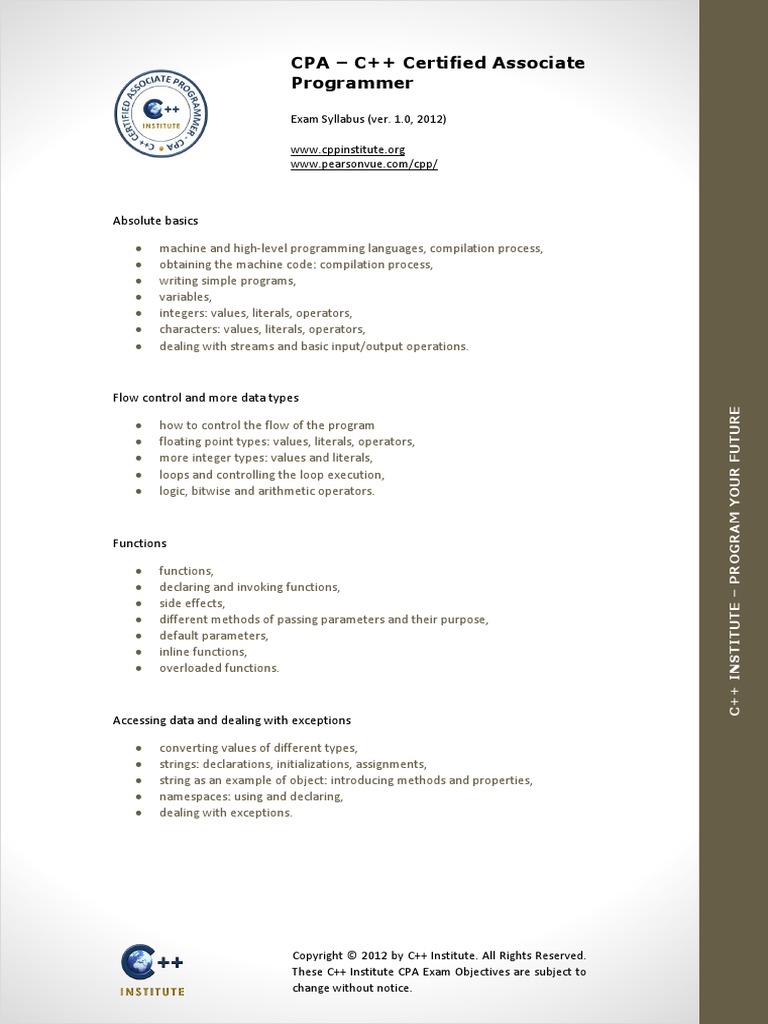 Cpa Exam Syllabus | PDF | C++ | Class (Computer Programming)