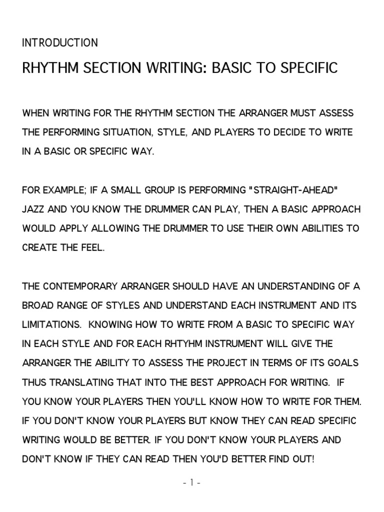 Rhythm Section Writing Basics | PDF | Drum Kit | American Popular Music