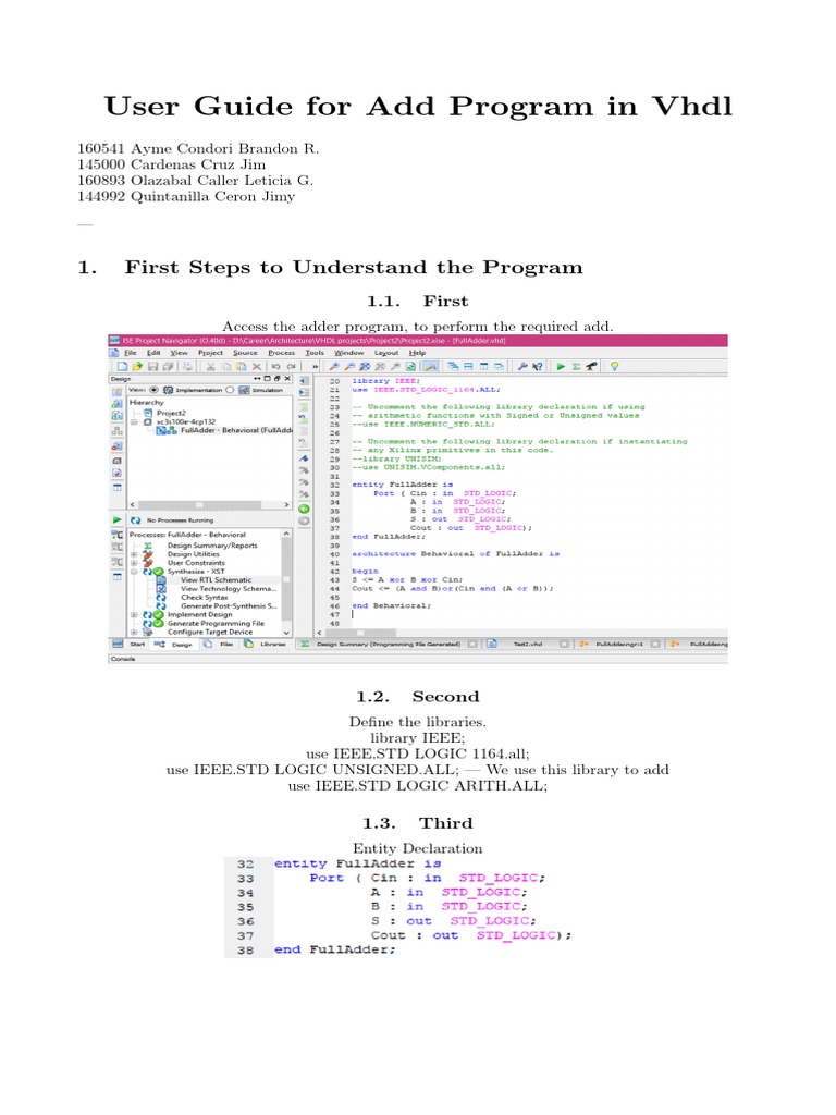 User Guide for Adding Two Numbers in VHDL: A Step-by-Step Tutorial on ...