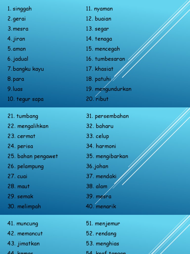 Kosa Kata Tahun 1 | PDF