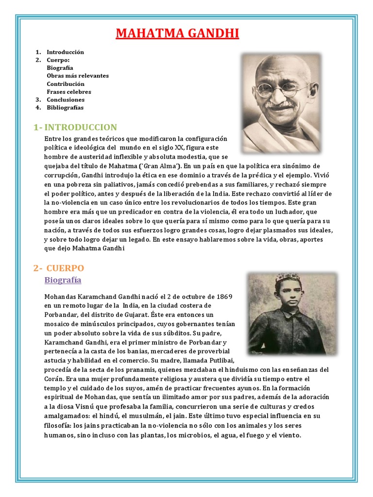 Mahatma Gandhi | PDF | Mahatma Gandhi | Movimiento de independencia india
