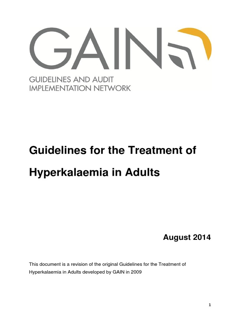 Guidelines For The Treatment of Hyperkalaemia in Adults: August 2014 ...