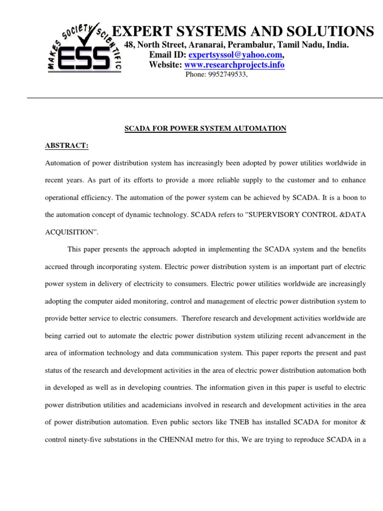 Scada For Power System Automation Project | PDF | Central Processing ...