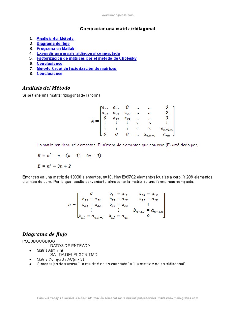 Compactar Matriz Tridiagonal | PDF | Matriz (Matemáticas) | Factorización