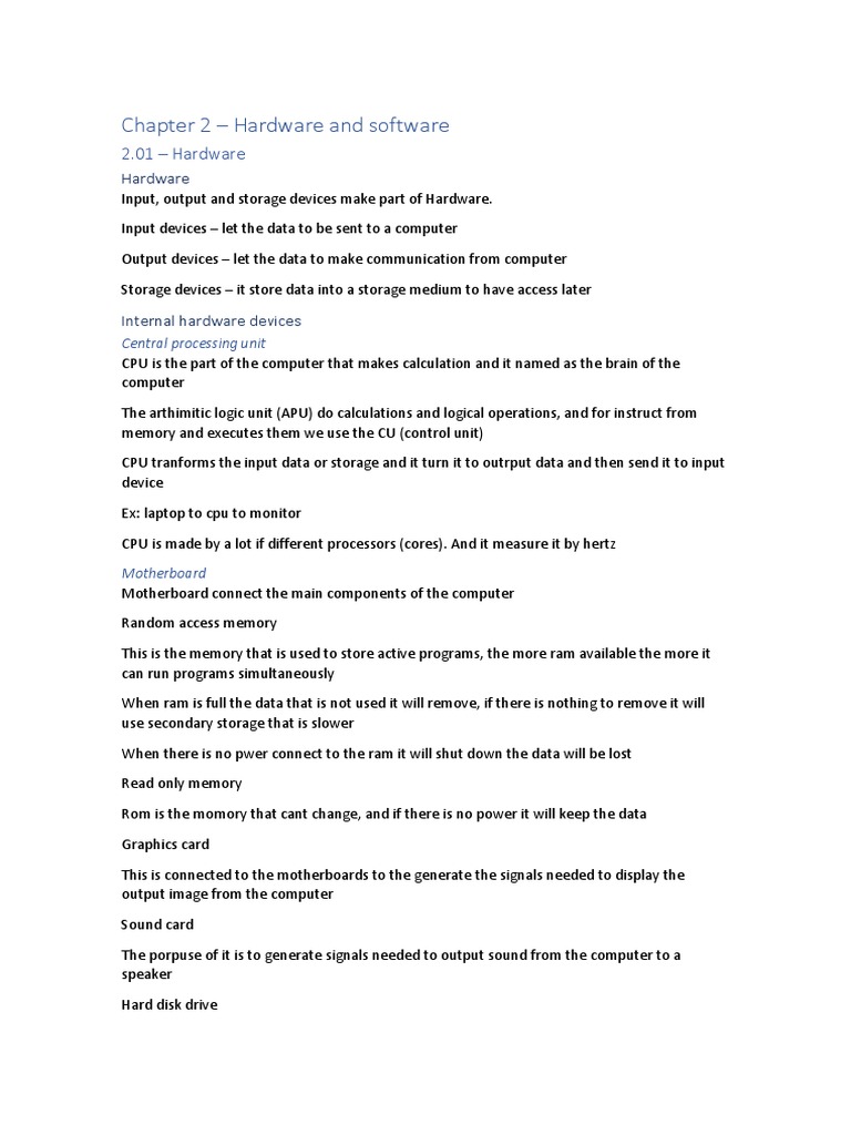 Chapter 2 - Hardware and Software | PDF