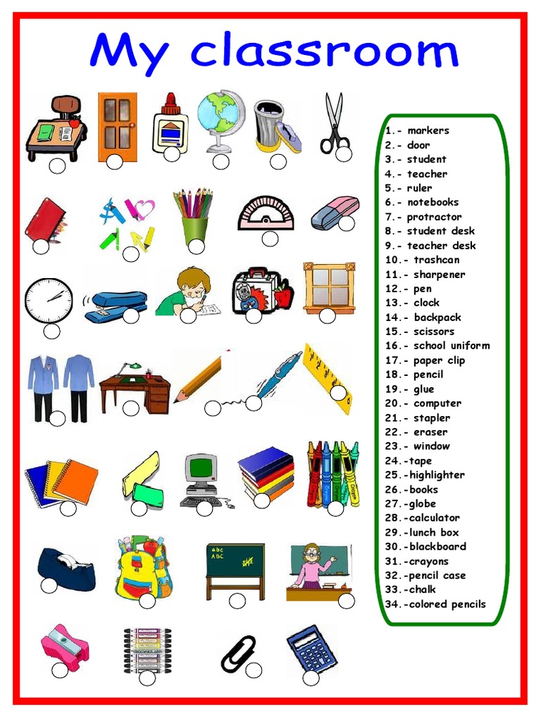 School Supplies Pictionary | PDF