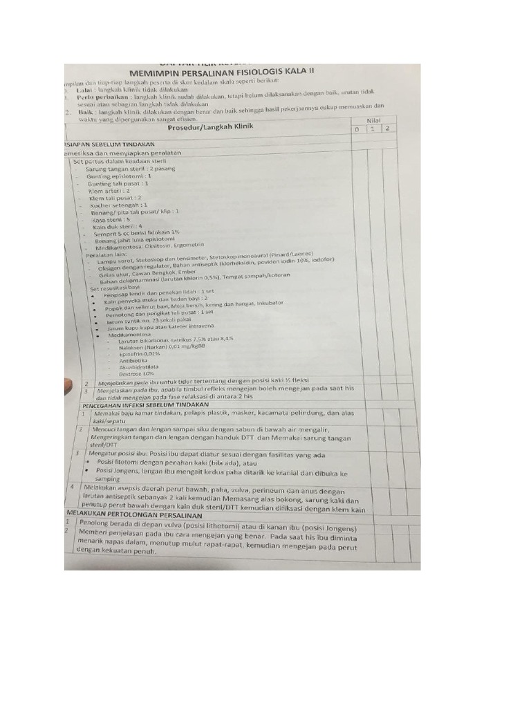 Daftar Tilik Osce | PDF