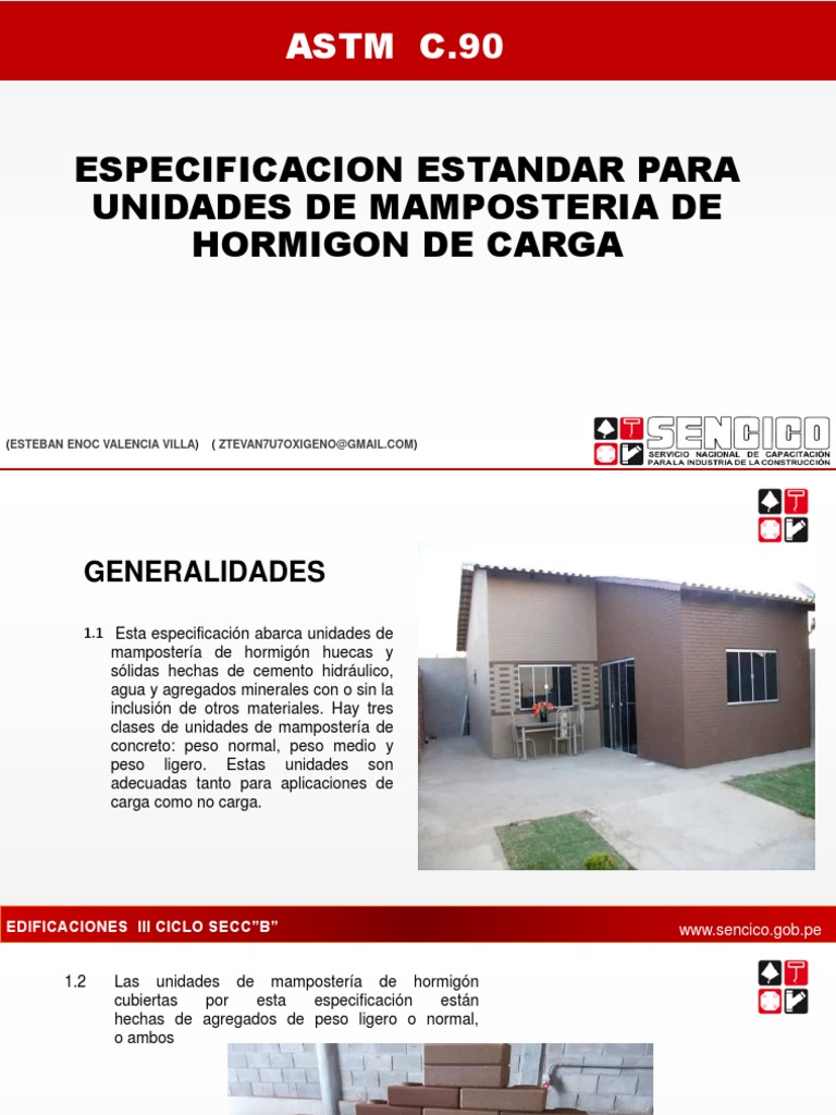 Especificación ASTM C90 para Mampostería | PDF | Hormigón | Science