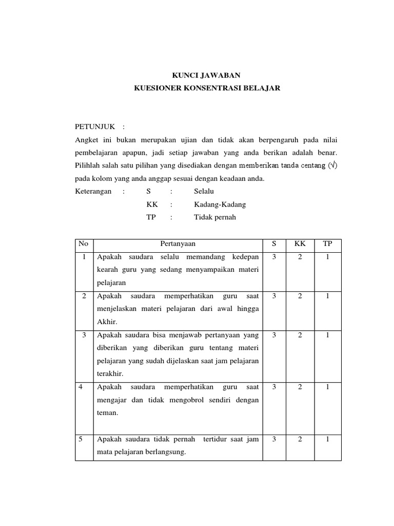 Angket Kuesioner | PDF