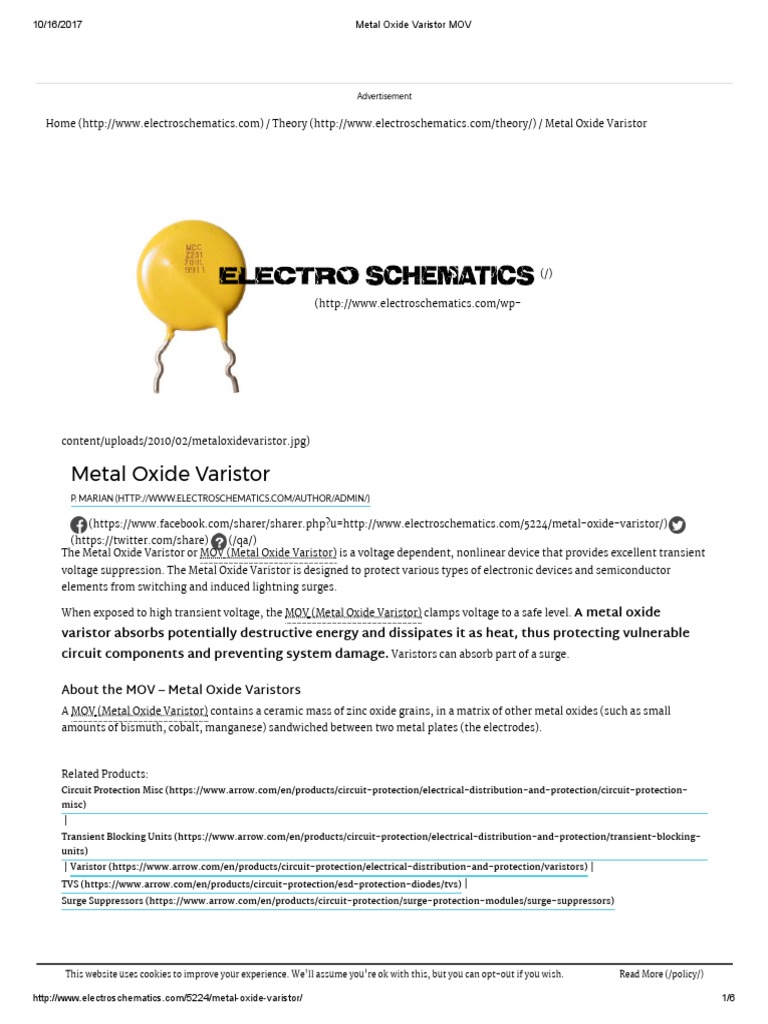 Metal Oxide Varistor MOV | PDF | Electronic Engineering | Equipment