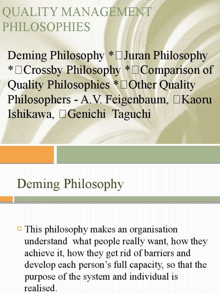 Quality Management Philosophies | PDF | Quality Management | Business