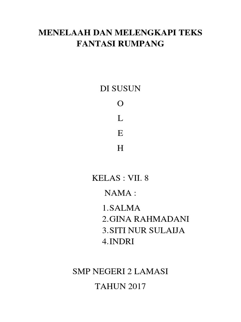 Menelaah Dan Melengkapi Teks Fantasi Rumpang | PDF