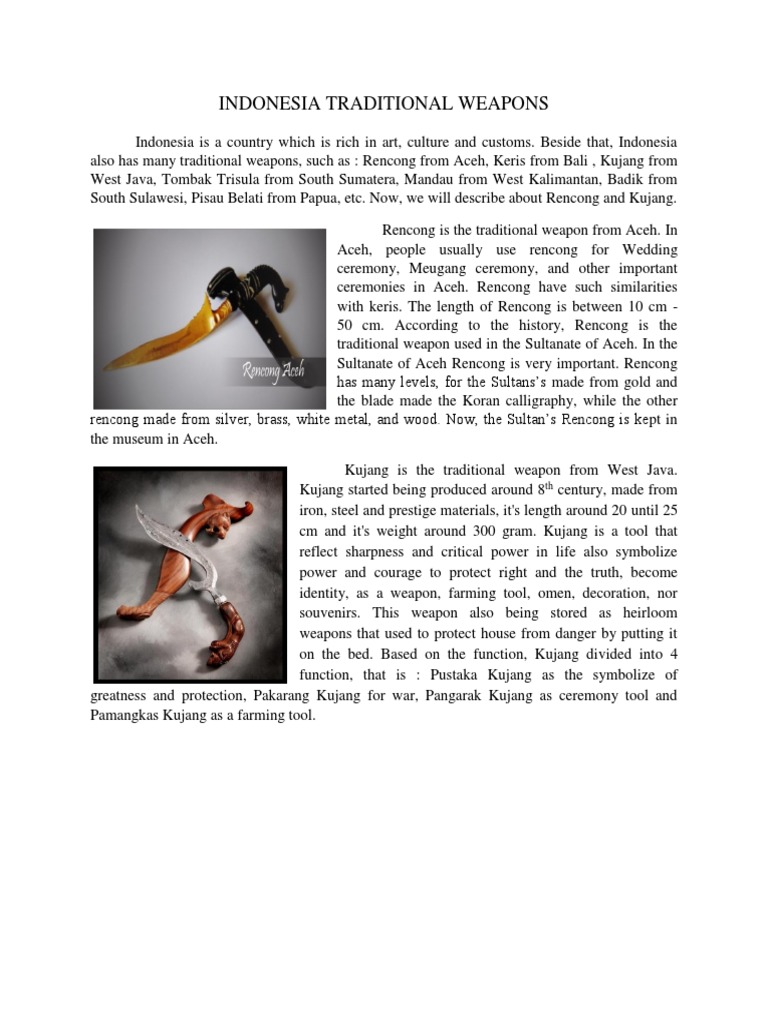 Indonesia Traditional Weapon1 | PDF | Melee Weapons | Indonesia