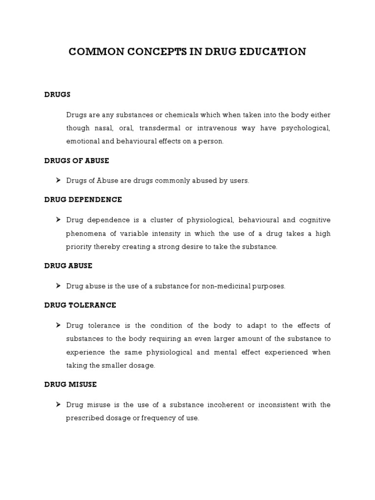 Key Concepts in Drug Education | PDF