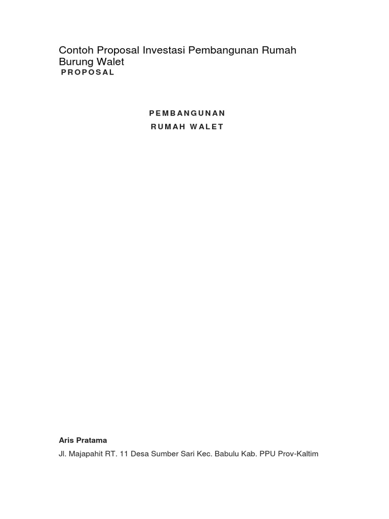 Contoh Proposal Investasi Pembangunan Rumah Burung | PDF