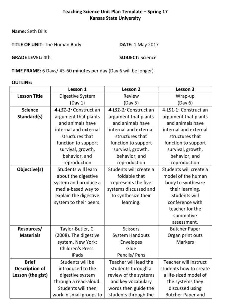 Science Unit Plan Final | PDF | Educational Assessment | Rubric (Academic)