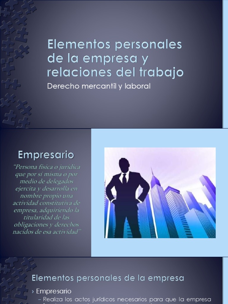 Elementos personales de la empresa y relaciones laborales | Derecho ...