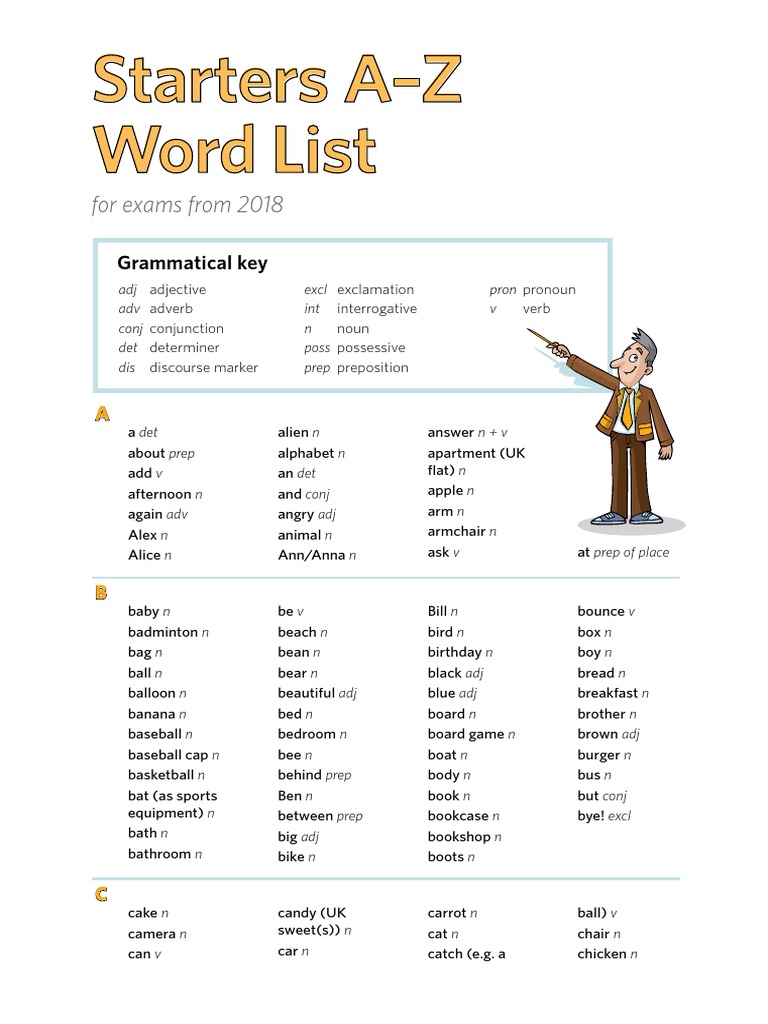 Starters Word List 2018 PDF | PDF | Adjective | Style (Fiction)
