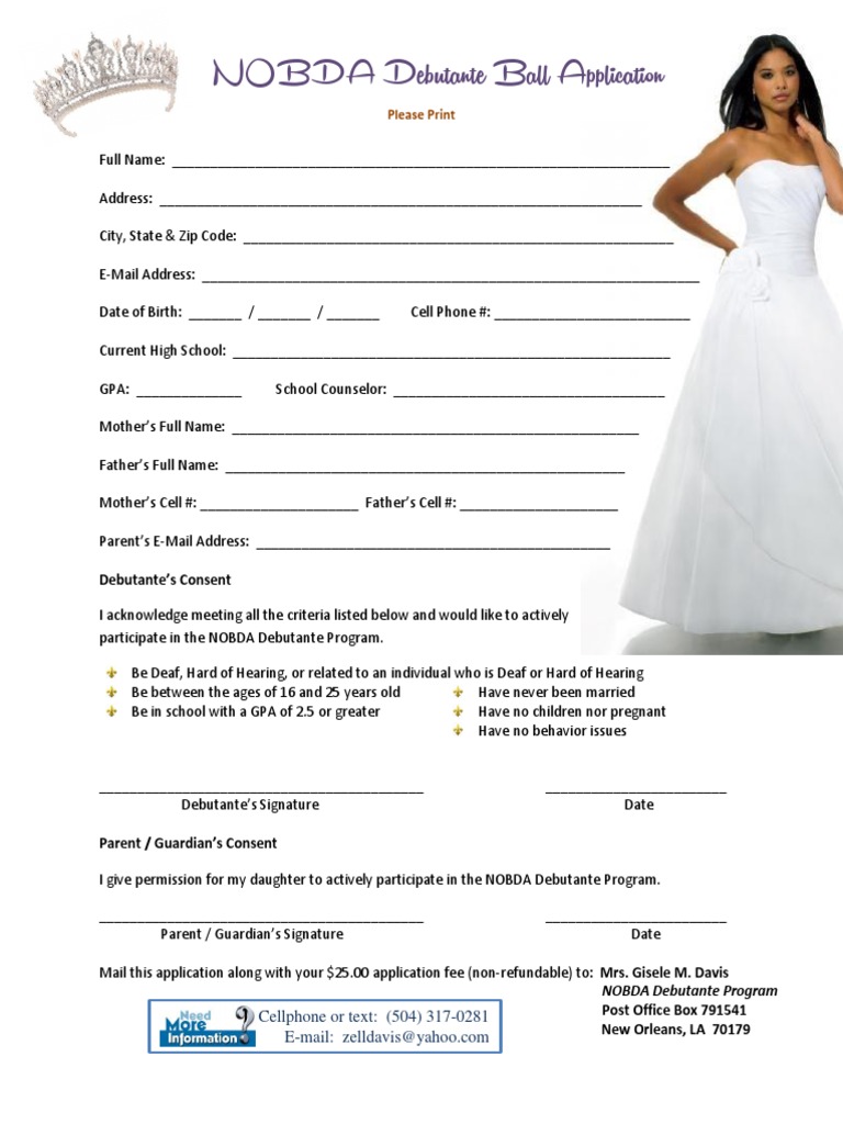 Debutante Application | PDF
