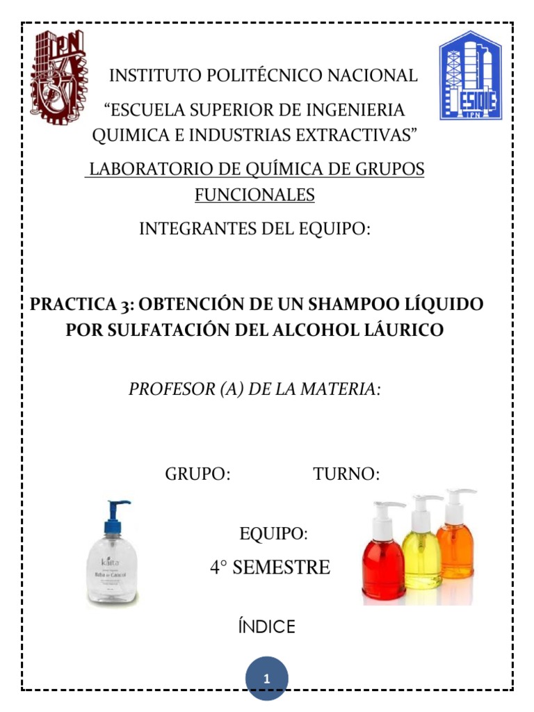 Sulfatación del Alcohol Láurico en Shampoo | PDF | Ácido sulfúrico | Ácido