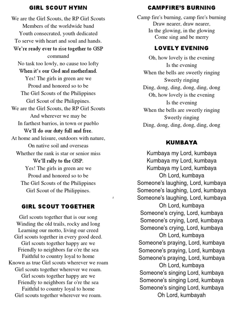 Girl Scout Songs | PDF | Entertainment (General) | Religion And Belief