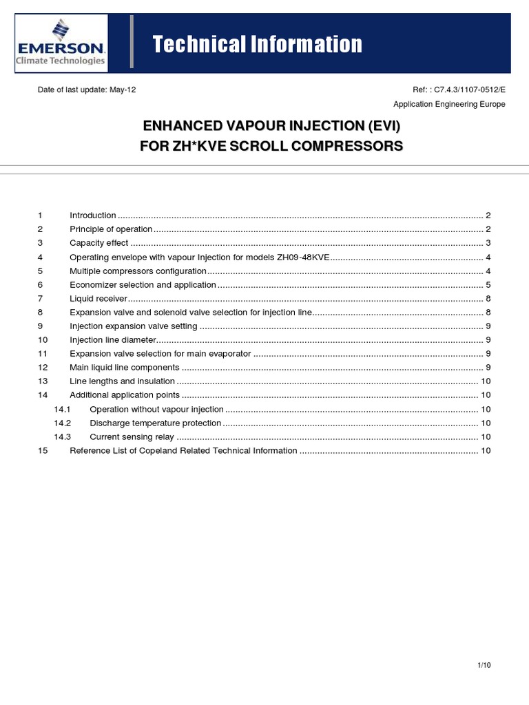 EVI (Enhance Vapour Injection) Scroll COMPRESSORS | PDF | Heat Pump | Hvac
