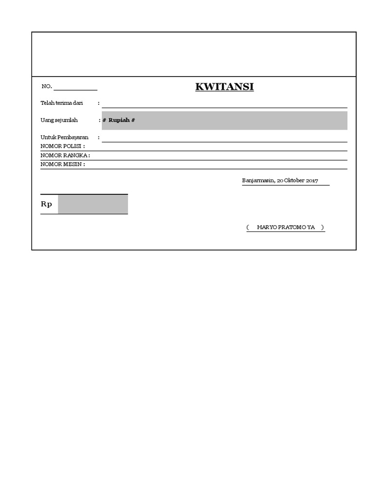 Template Kwitansi Excel Gratis | PDF
