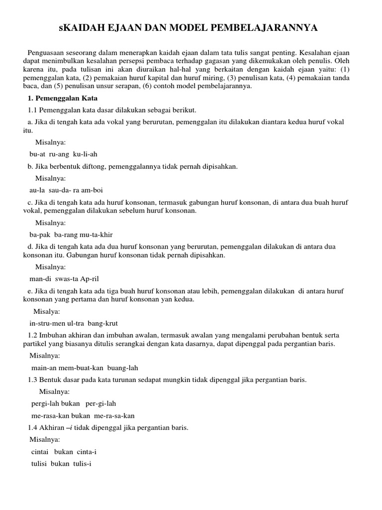 Kaidah Ejaan Bahasa Indonesia | PDF