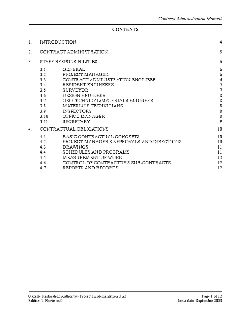 Contract Administration Responsibilities Guide | PDF | Specification ...
