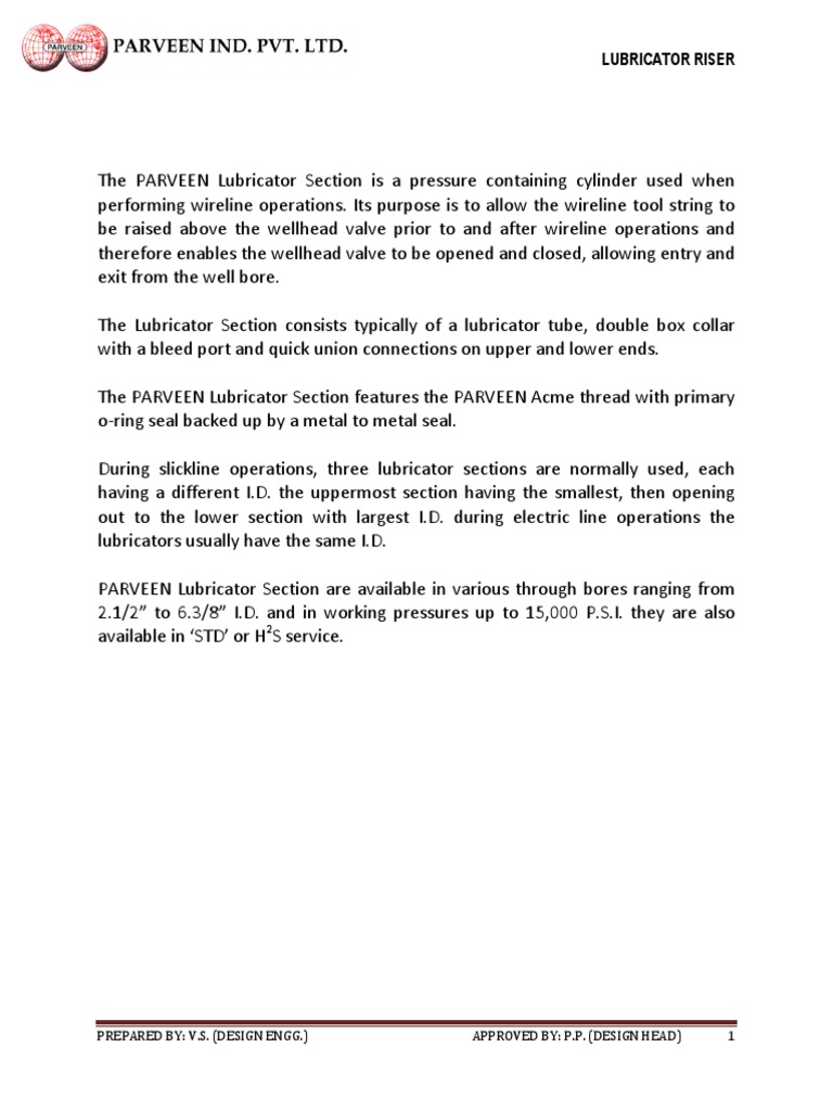Amos - Lubricator Riser | PDF | Mechanical Engineering | Equipment