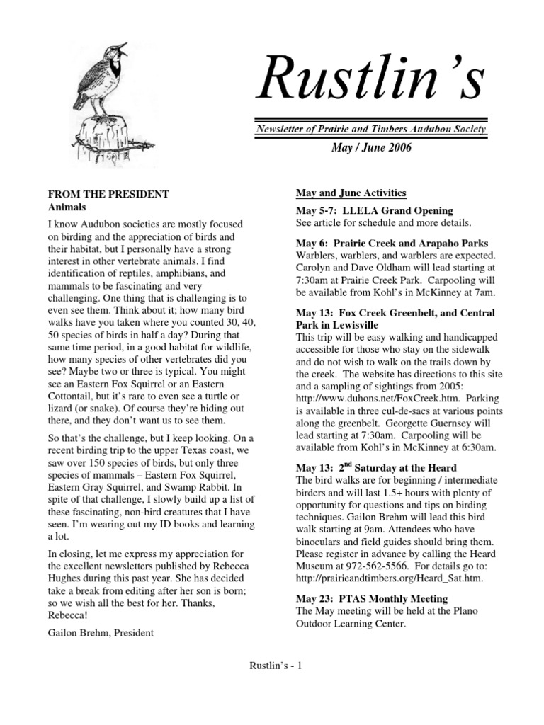 From The President Animals May and June Activities May 5-7: LLELA Grand ...