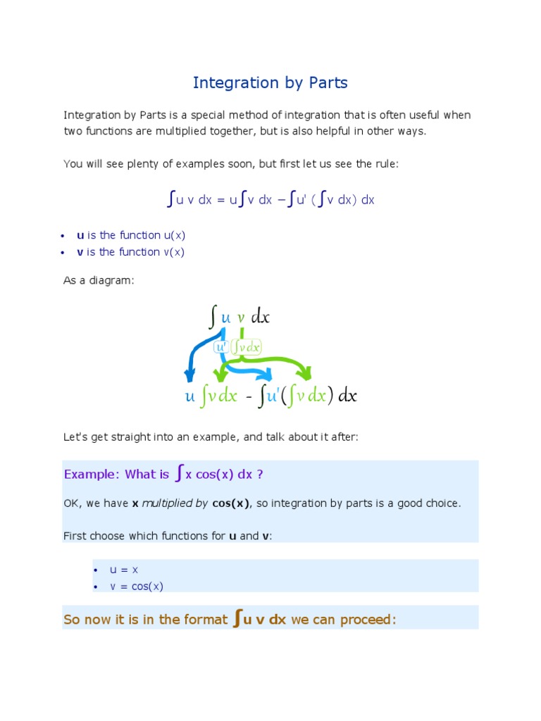 Integration by Parts | PDF | Trigonometric Functions | Sine