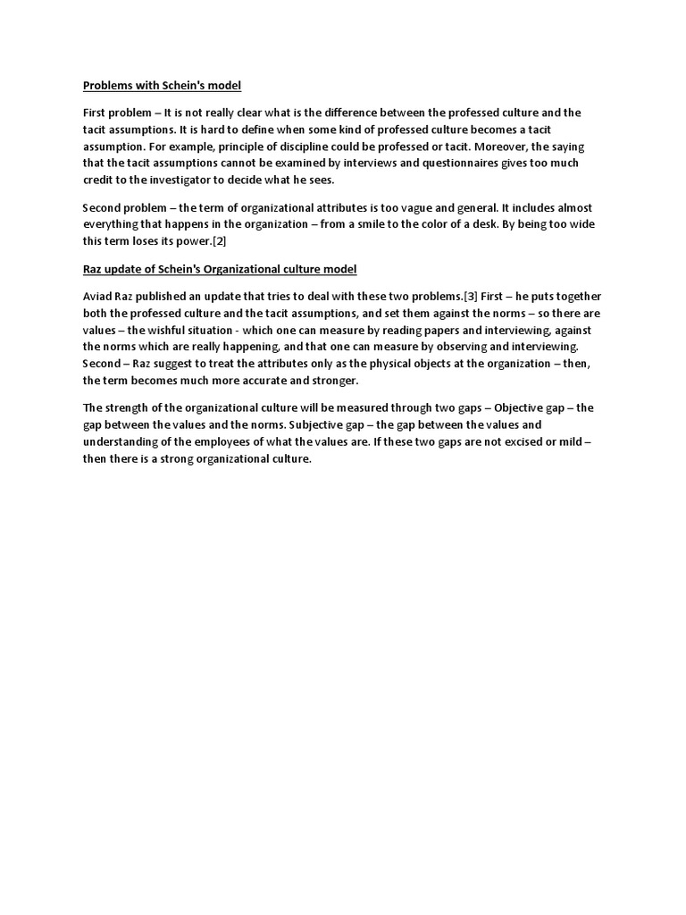 Issues in Schein's Cultural Model | PDF | Career & Growth