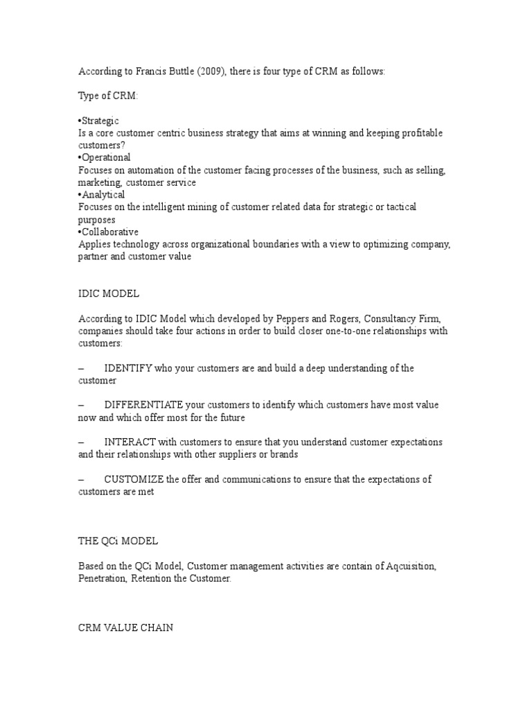 7b7d3francis Buttle CRM Value Chain | PDF | Customer Relationship ...